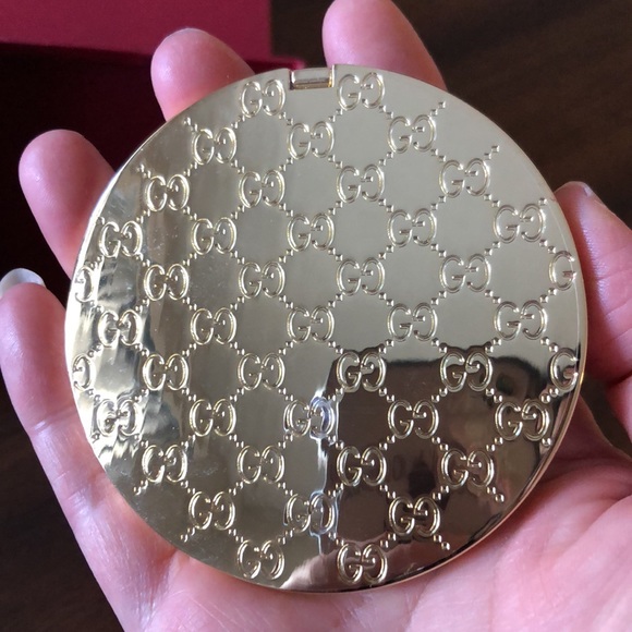 Gucci | Makeup | Gucci Gold Monogram Pocket Compact Folding Mirror ...